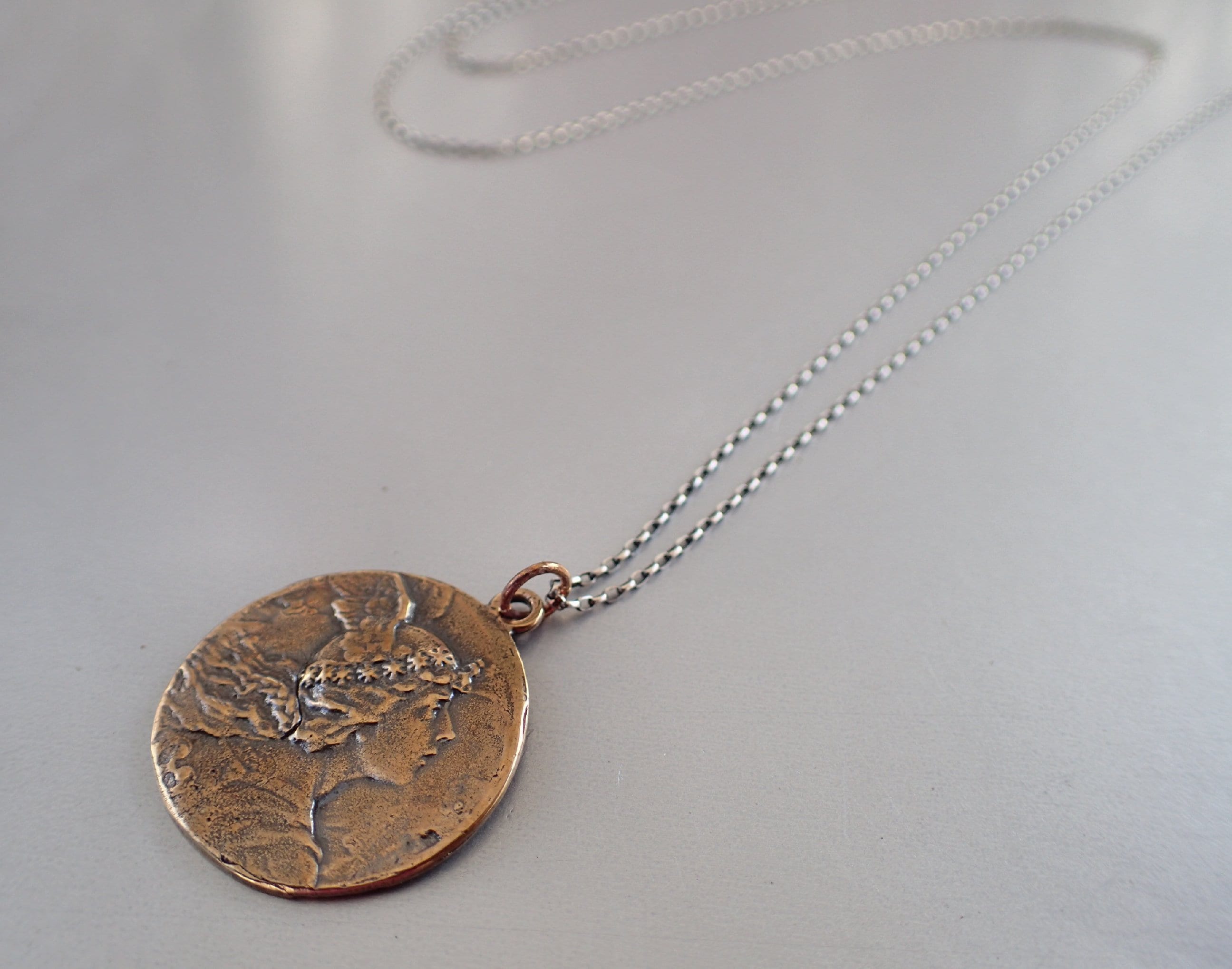 Valkyrie Female Warrior Mixed Metal Necklace Round Medallion | Etsy