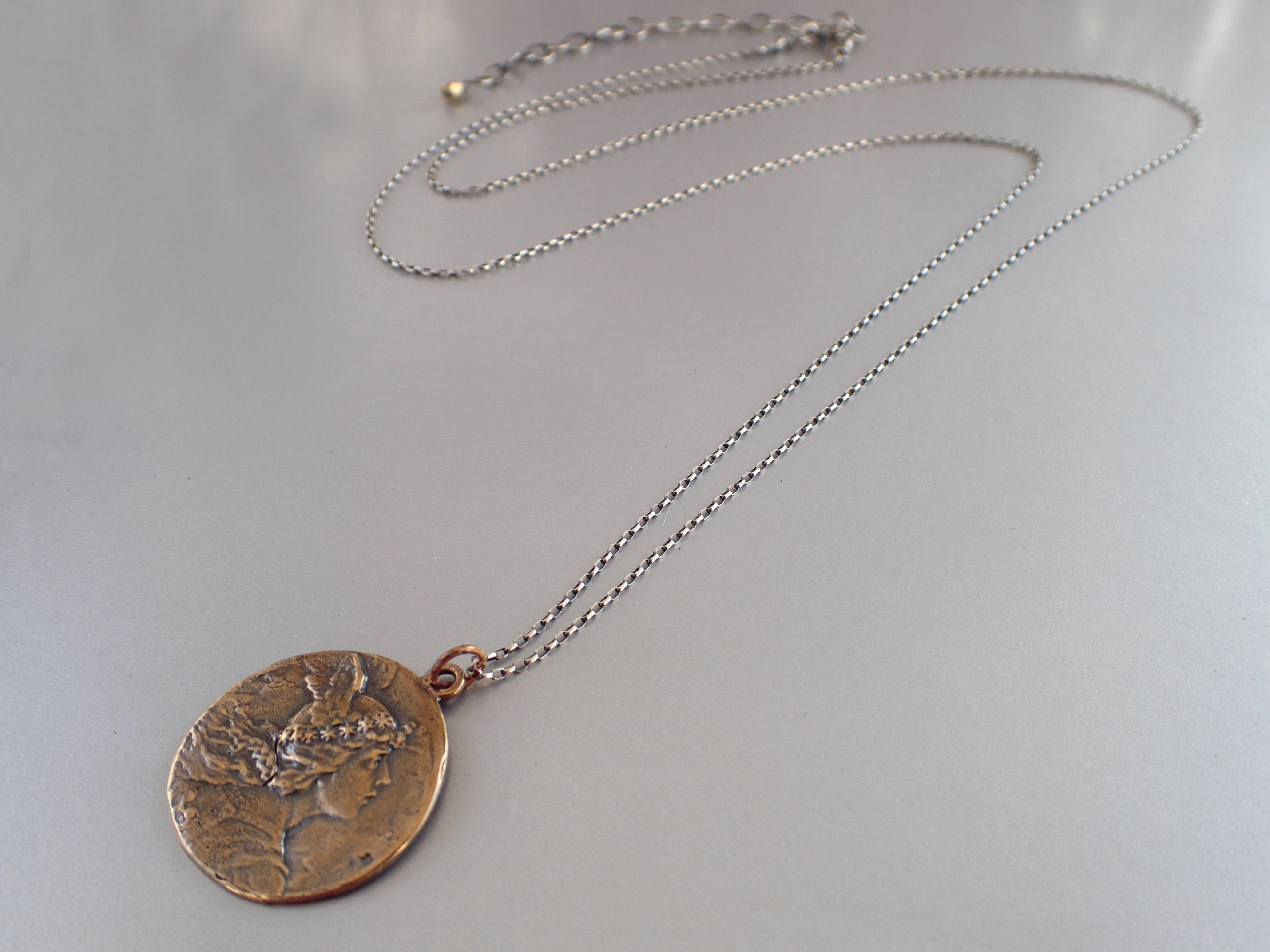 Valkyrie Female Warrior Mixed Metal Necklace Round Medallion | Etsy