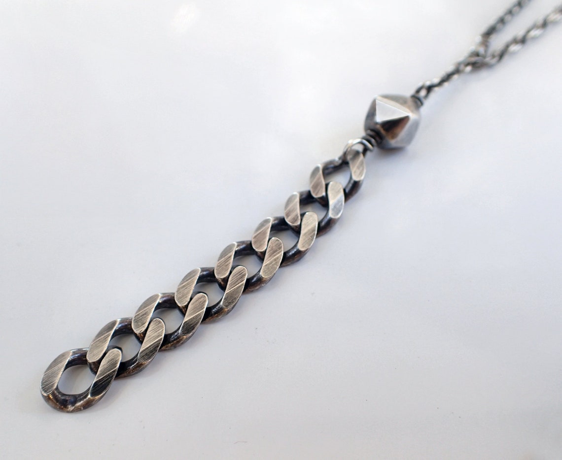 Layered Multiple Chain Lariat Necklace Sterling Silver Multi - Etsy