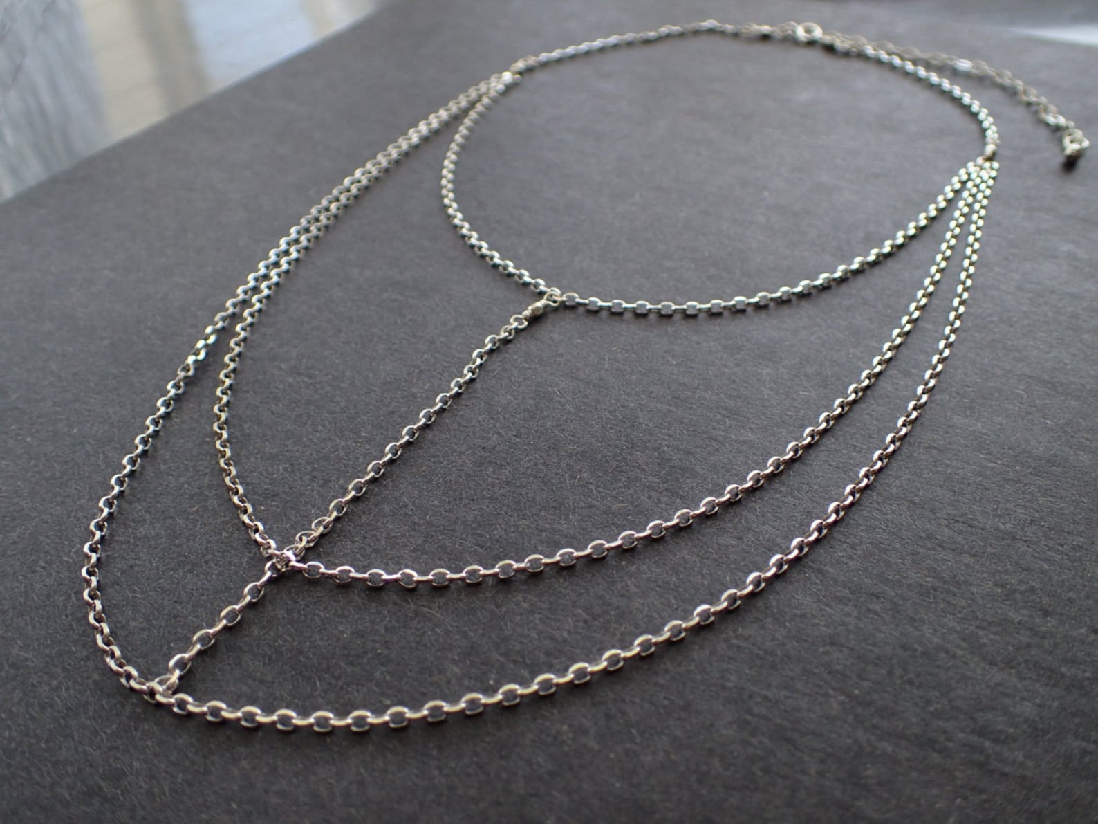 Layered Sterling Silver Chain Choker Multi Strand Necklace - Etsy