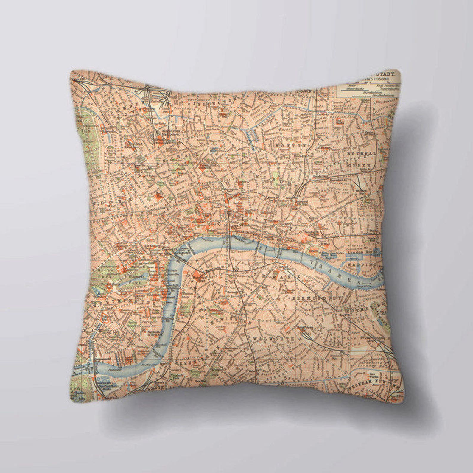 Vintage London Map Cushion Cover Case or Stuffed With Insert - Etsy
