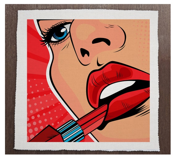 Comic Pop Art Woman Lips Lipstick Comic Style Sewing - Etsy