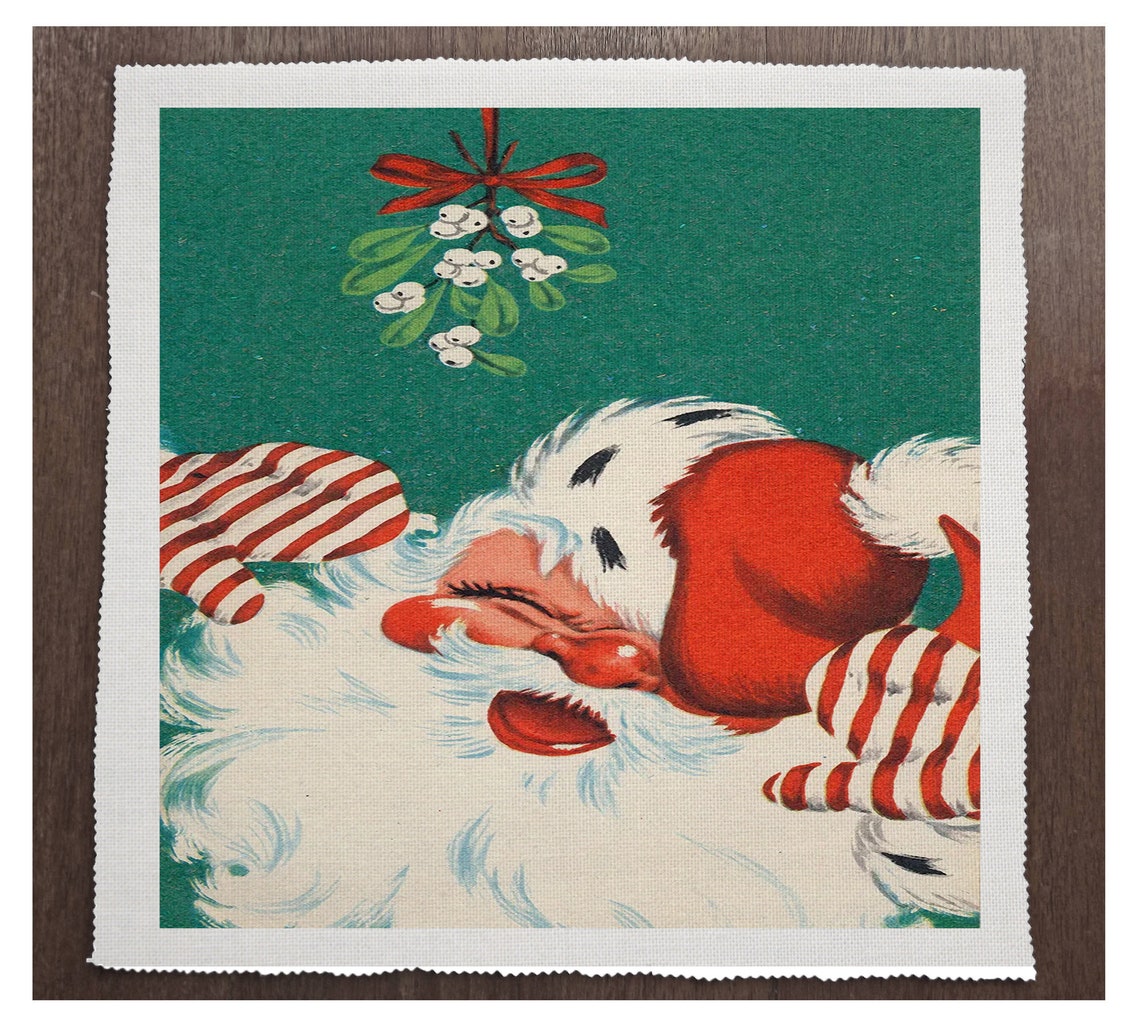 Mistletoe Santa Father Christmas Retro - Sewing, Cushion, Upholstery ...
