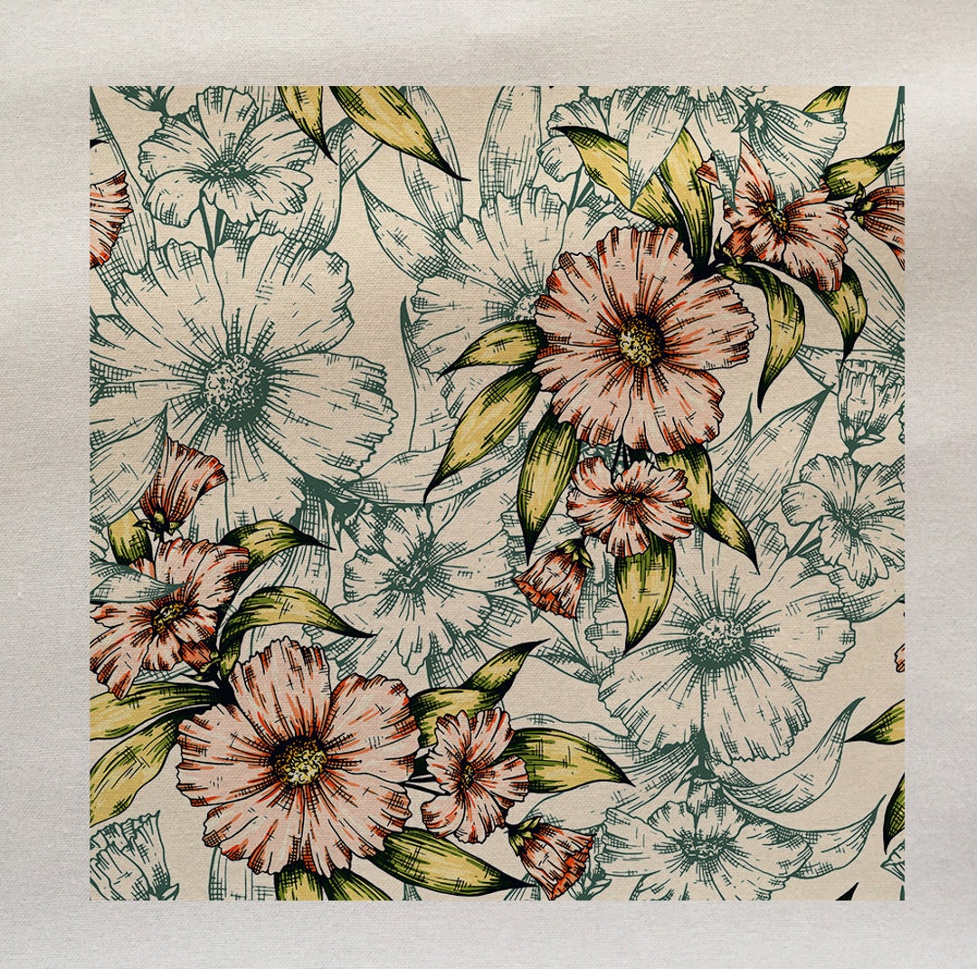 Vintage Flower Floral Pattern - Sewing, Cushion, Upholstery, Craft ...