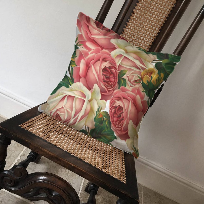 Vintage Roses Flowers Rose - Cushion Cover Case or Stuffed With Insert ...