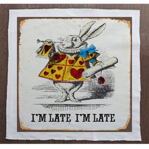 Alice in Wonderland White Rabbit I'm Late Vintage- Sewing, Cushion ...
