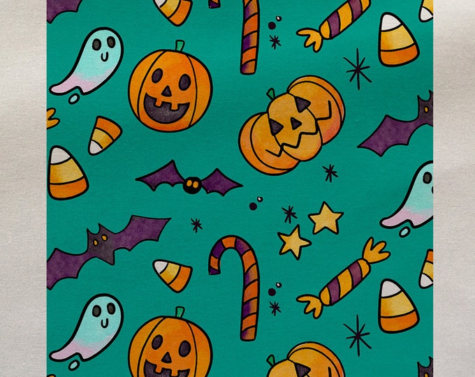 Scary Halloween Cats Panel Fabric | Poster Print, Upholstery, for Use ...