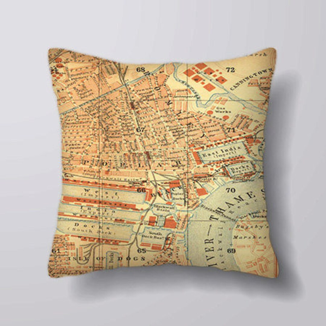 Vintage London Map - Cushion Cover Case or Stuffed With Insert - Etsy