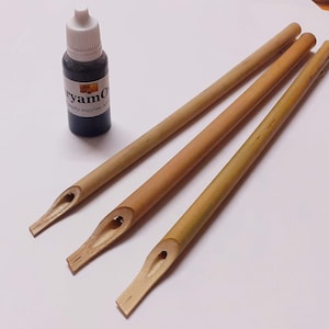 X3 Bamboo Reed Pens and Black Ink for Calligraphy Writing - Etsy