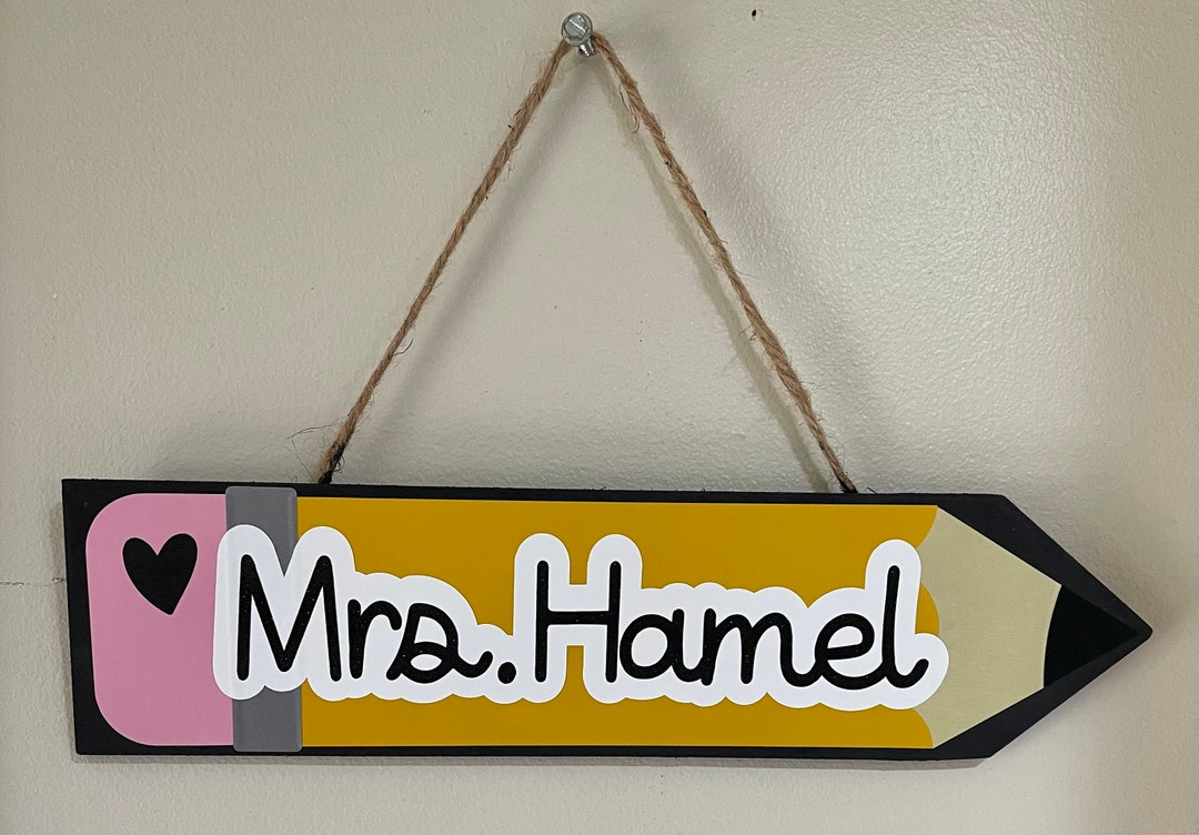 Personalized Teacher Name Pencil Sign - Etsy