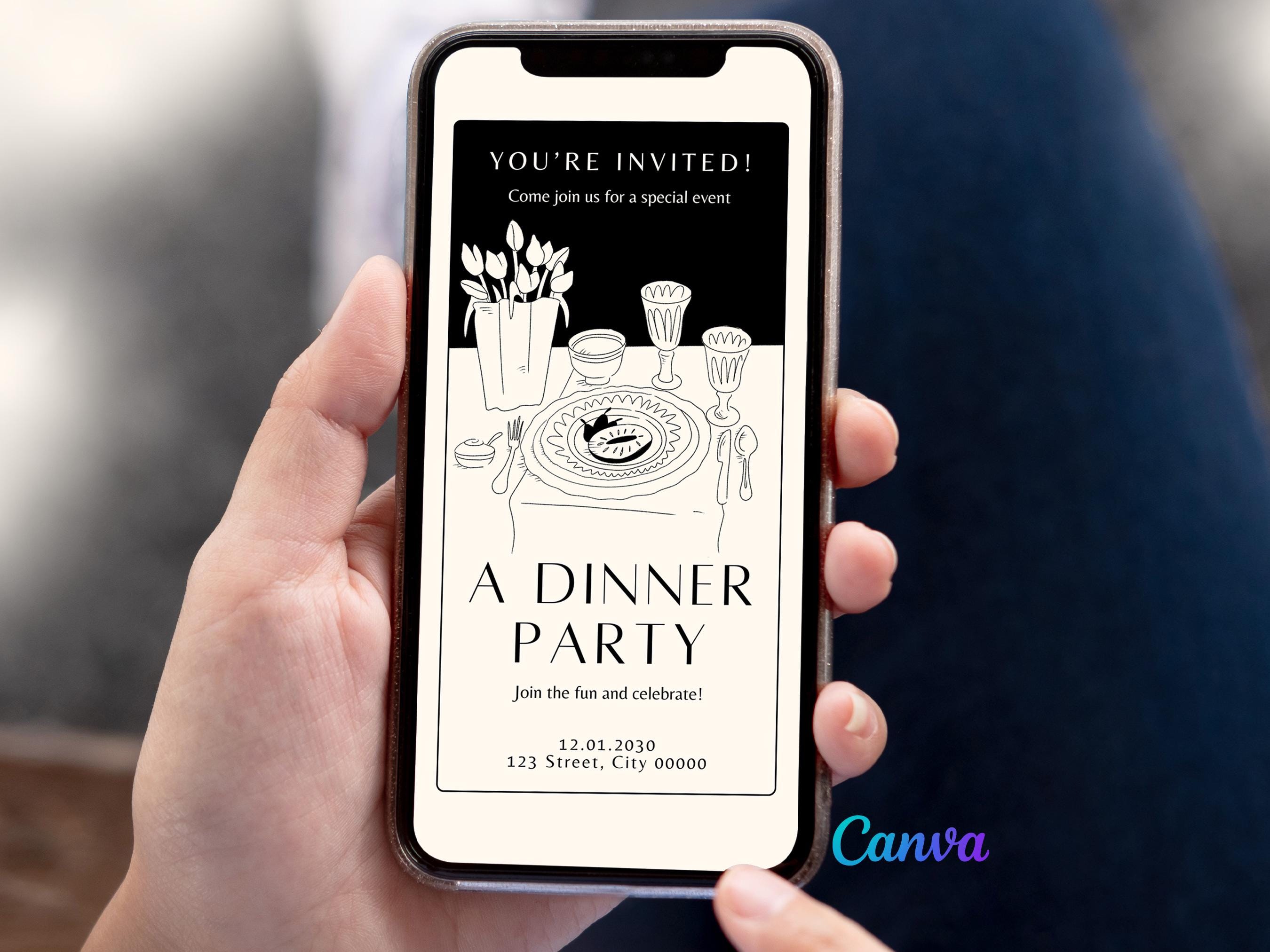 Canva Editable Birthday Dinner Party Invite / Editable Dinner Party ...