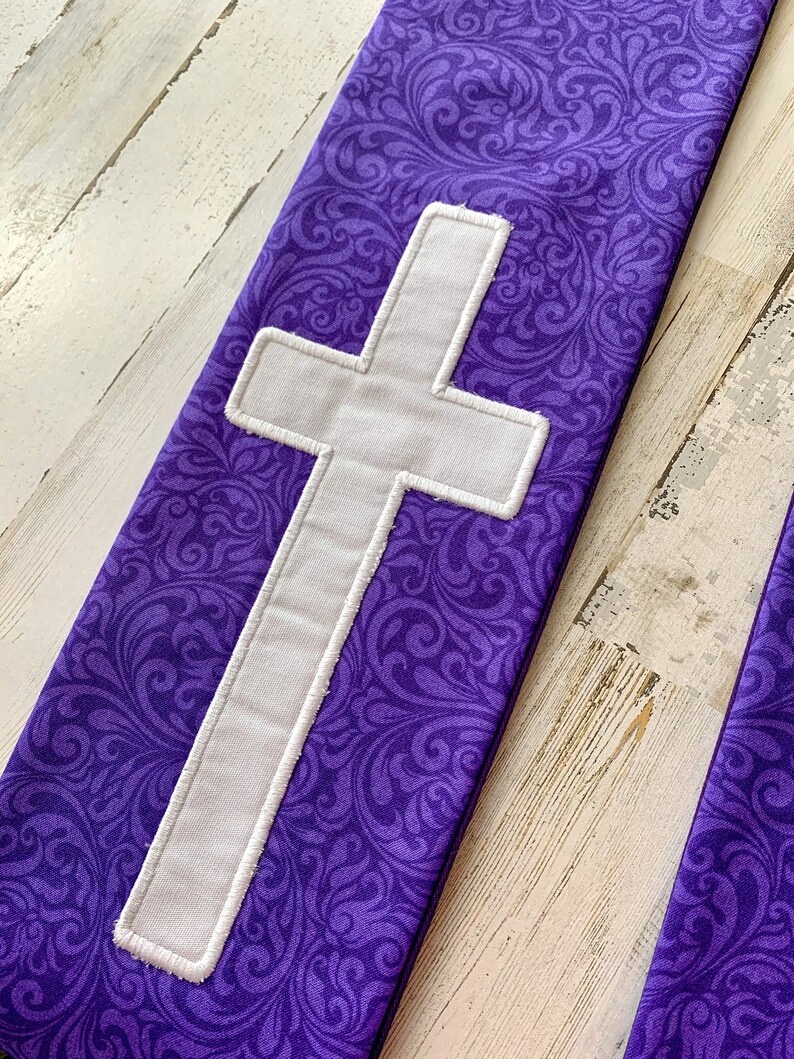 Purple Clergy Stole W/ Butterflies & Cross for Pastor - Etsy