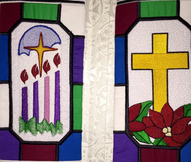 The Advent/Christmas Stained Glass Stole now Available as | Etsy