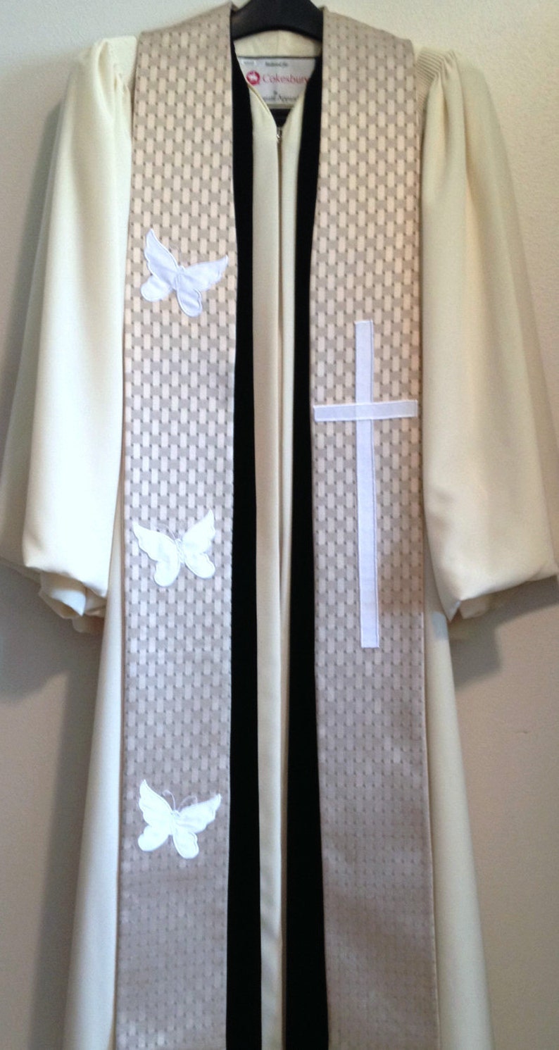 Gold Easter Clergy Stole W/ Butterflies & Large Cross for Pastor - Etsy