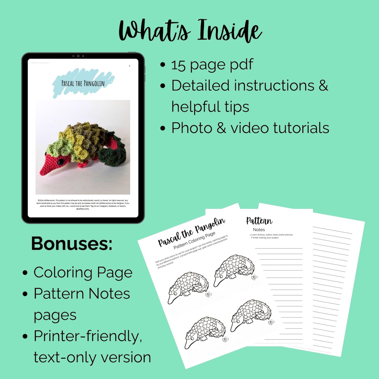 Pascal the Pangolin Crochet Pattern Posable Amigurumi Toy Pattern ...