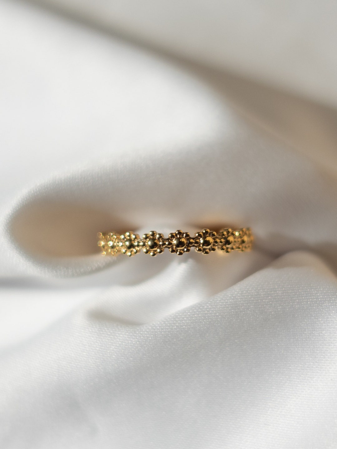 GOLDA Ring With Flowers Sterling Silver / Yellow Gold Plated / Rose ...