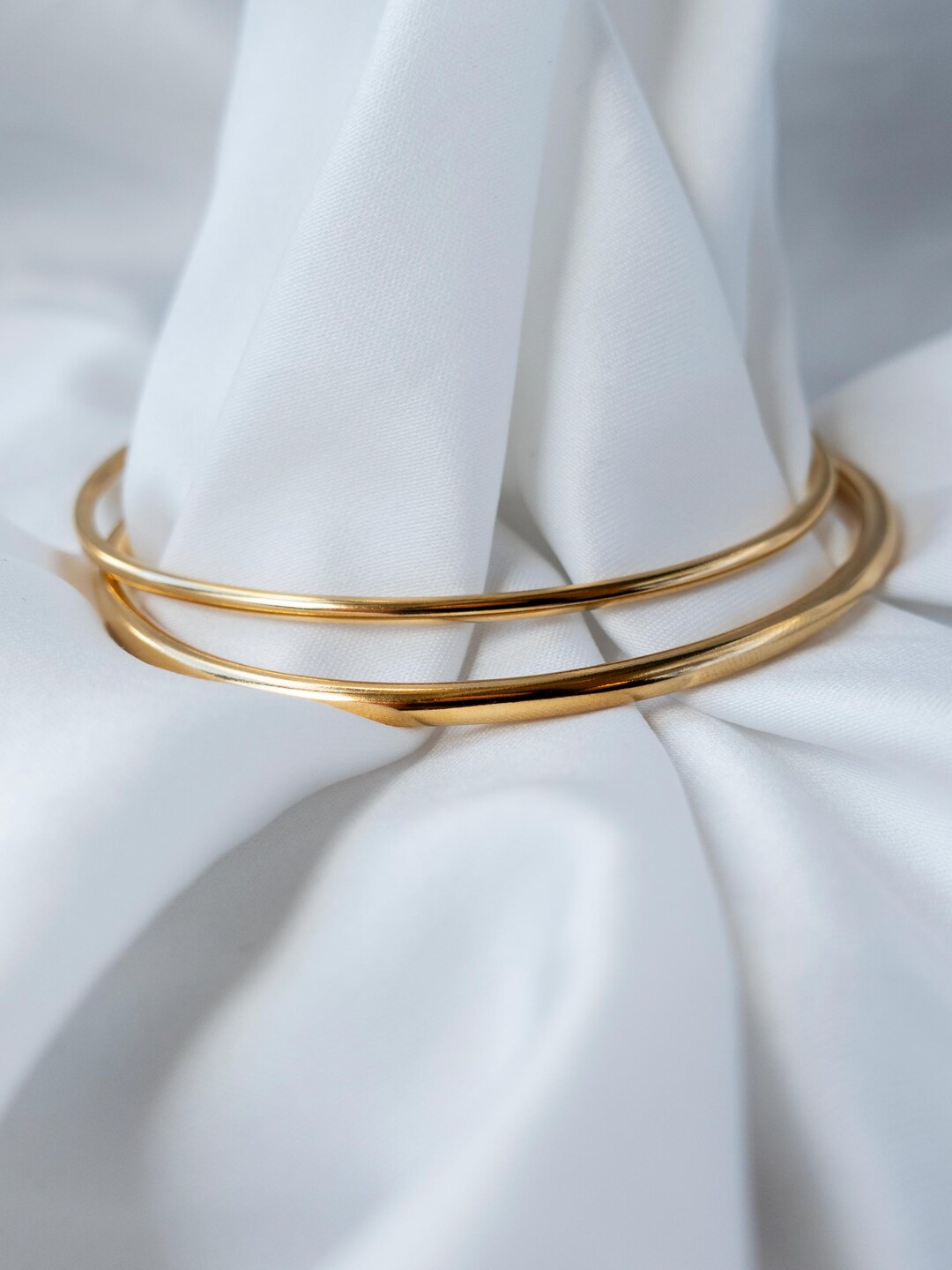 Xenia Bangle Set – 2 Open Bangles in Silver or Gold-plated – Minimalist ...