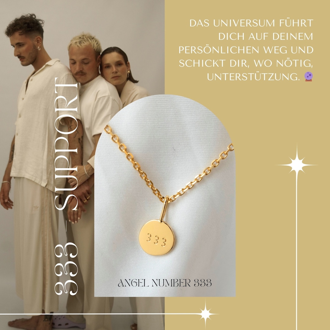 ANGEL NUMBERS 333 Necklace With Pendant // Recycled Silver // Personal ...