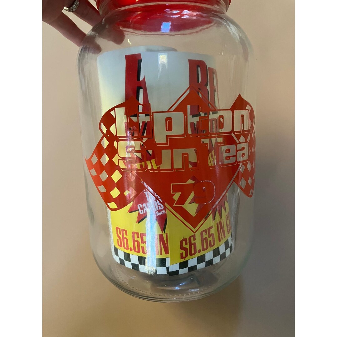 Vintage Lipton Sun Tea Jar Racing Red Lid "rev It Up" Coupons Recipes ...