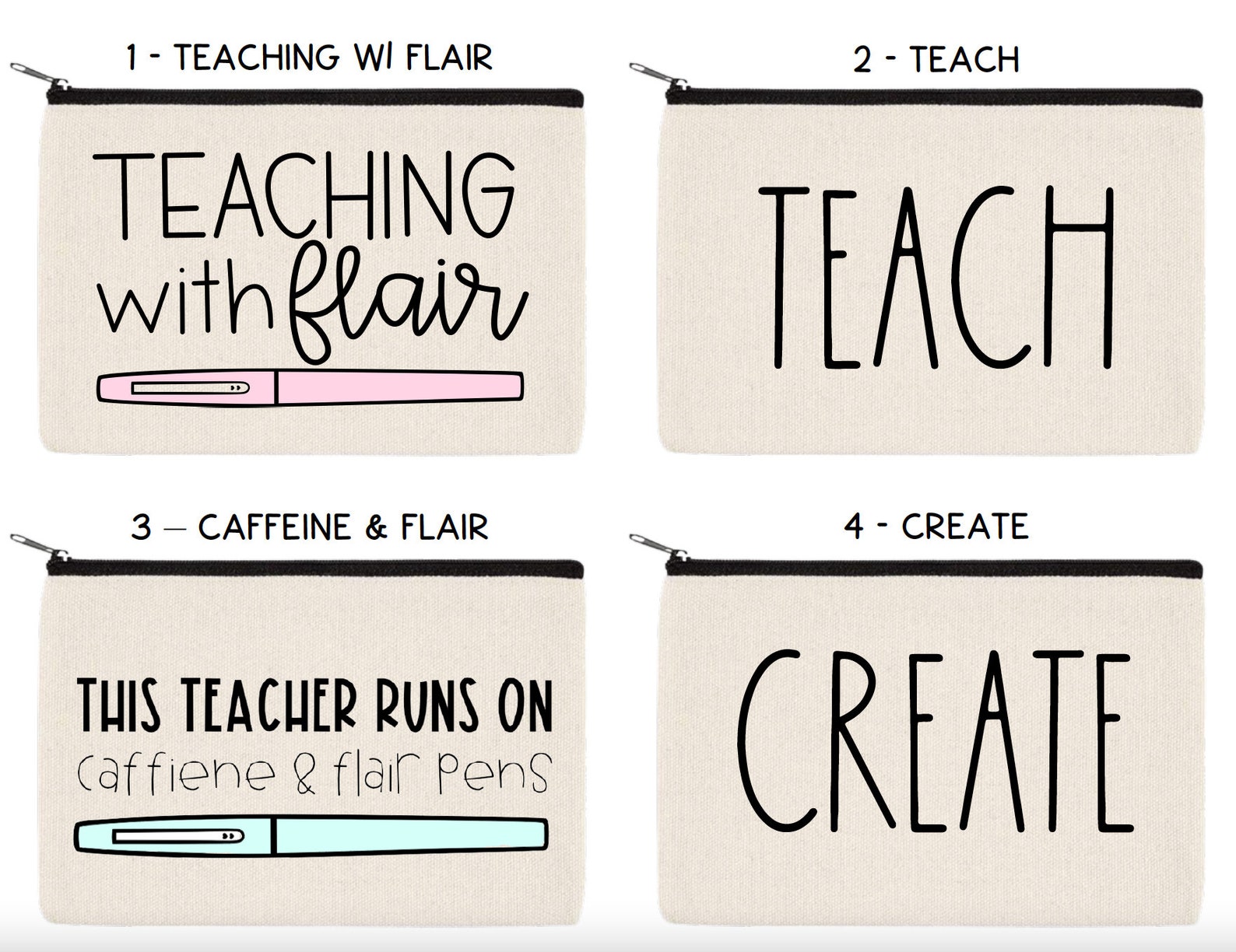 Teaching With Flair Zipper Pouch Teacher Pen & Pencil | Etsy