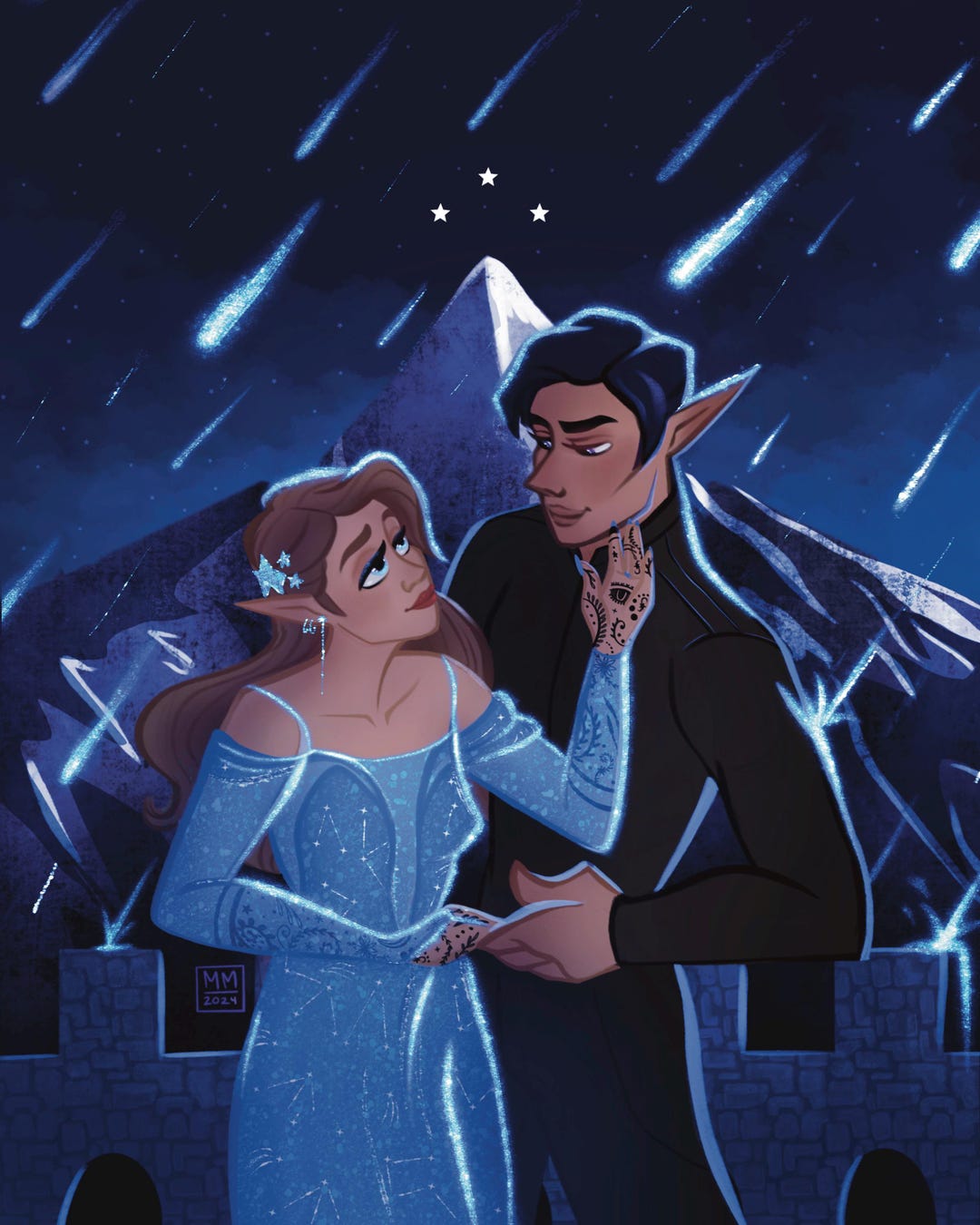 Feyre and Rhysand Starfall Art - ACOTAR Inspired Illustration - Etsy