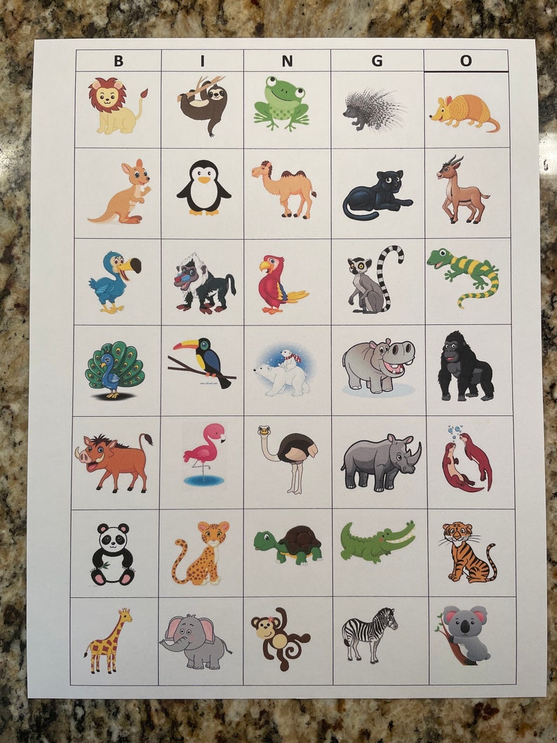 Zoo Jungle Animal Kid BINGO Printable Download for Children Toddler ...