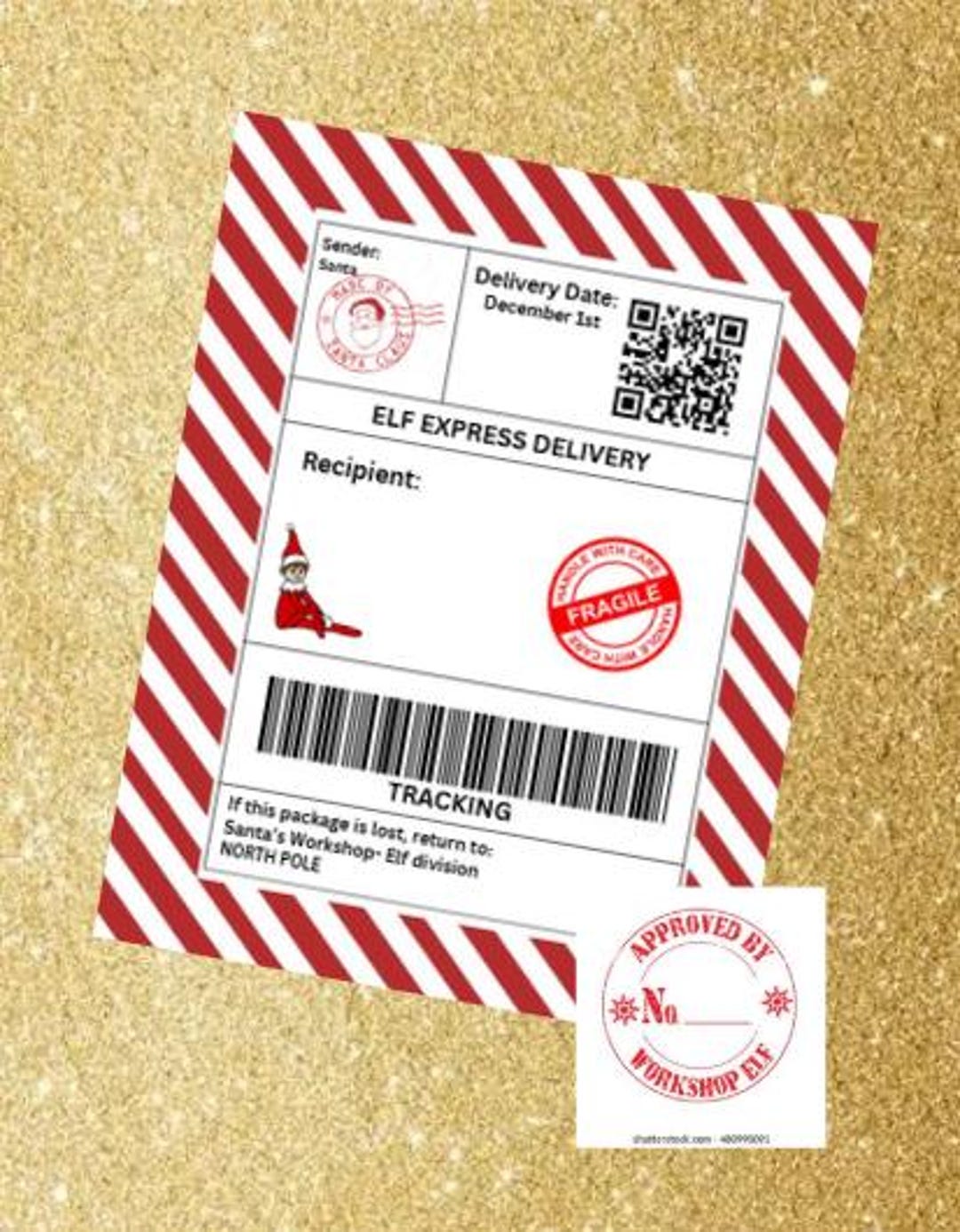 Elf Shipping Label Elf Express Printout Christmas - Etsy