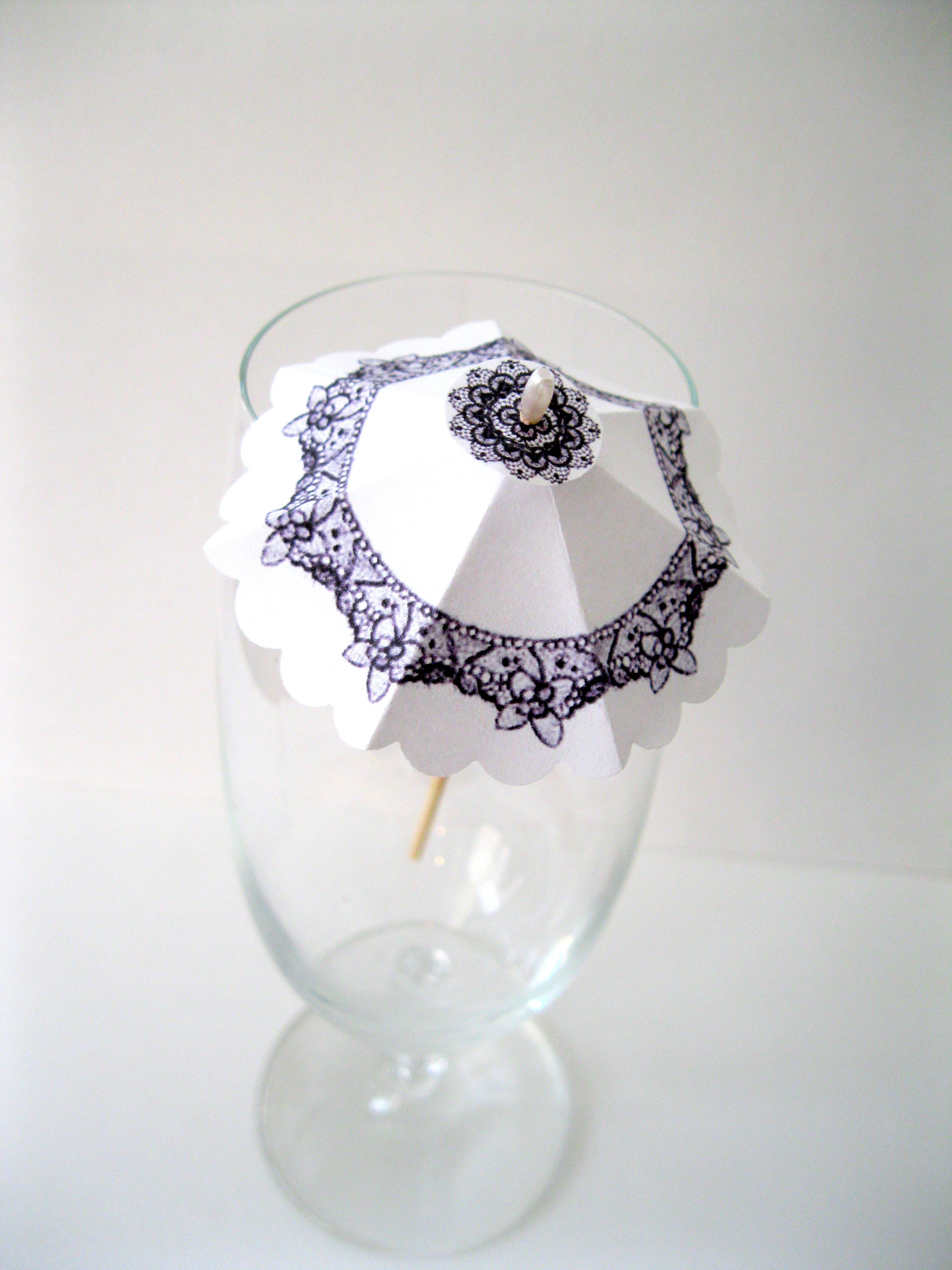 20 White and black lace patterns Cocktail umbrellas wedding | Etsy