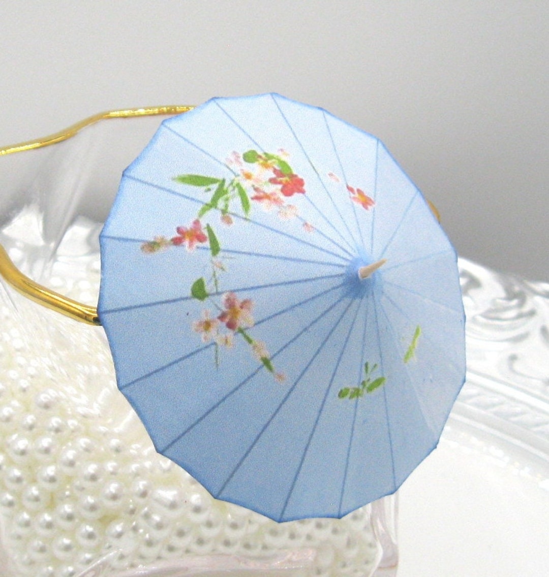 10 or 20 Japanese Light Blue and Floral Cocktail Umbrellas Drink ...