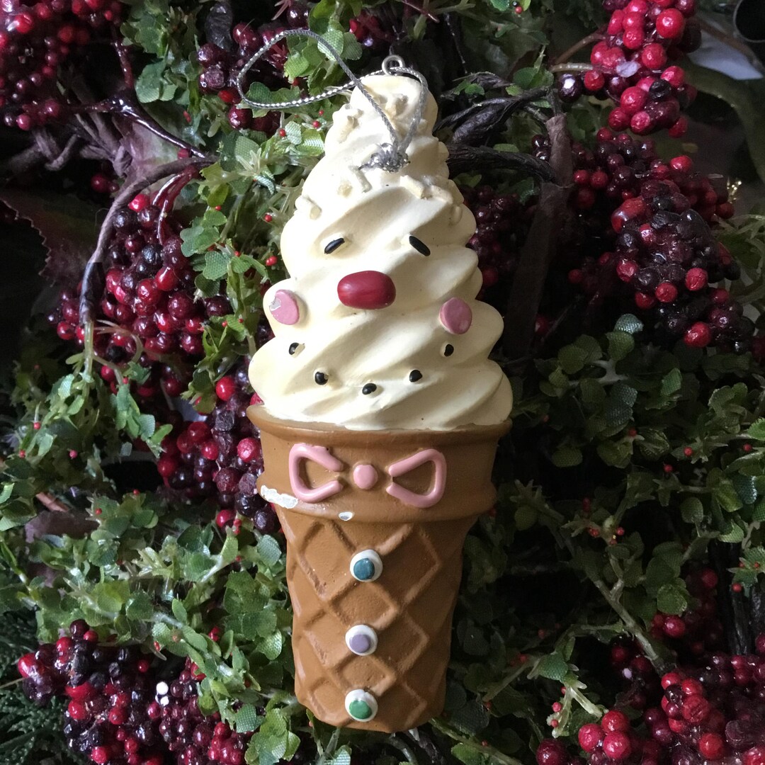 Soft Serve Ice Cream Cone Man in a Wafer Cone Ornament 4.5 X 2 Inches ...
