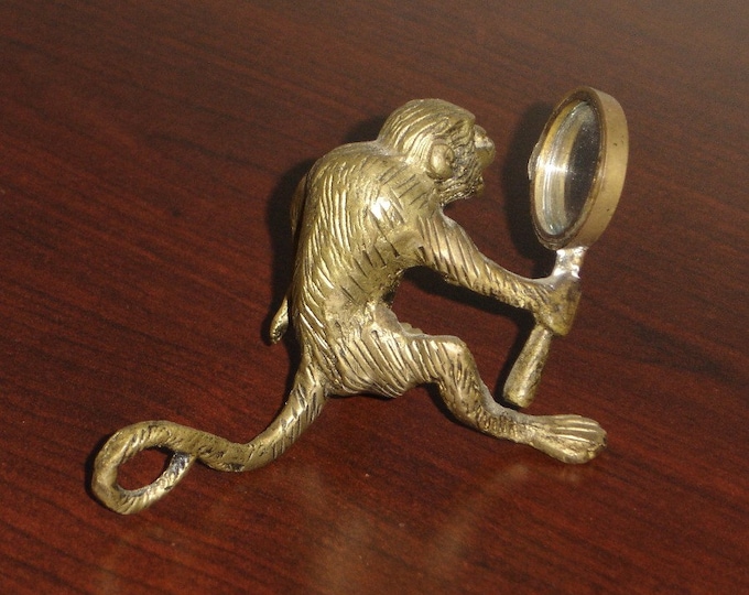 Vintage Solid Brass Monkey With Mirror - Etsy