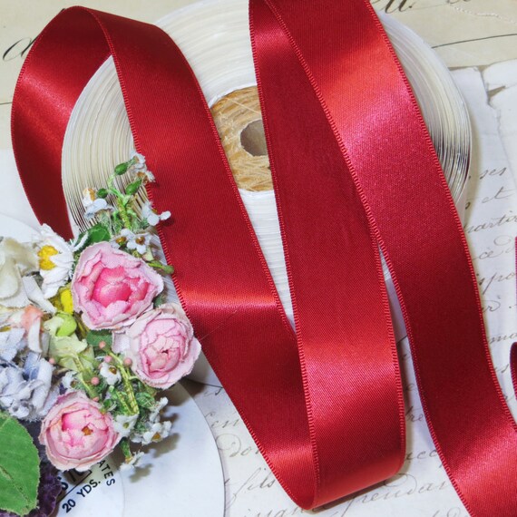 20y Roll 7/8 BRICK RED SATIN Vintage Ribbon Trim Double - Etsy
