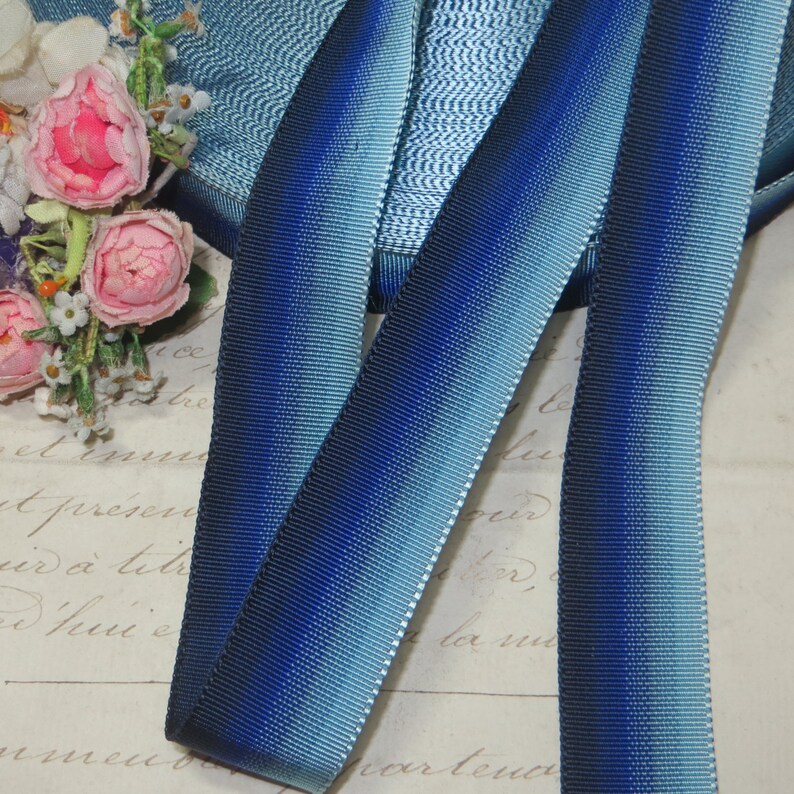 1y 7/8 BLUE VARIGATED OMBRE Ribbon French Trim Cocarde | Etsy