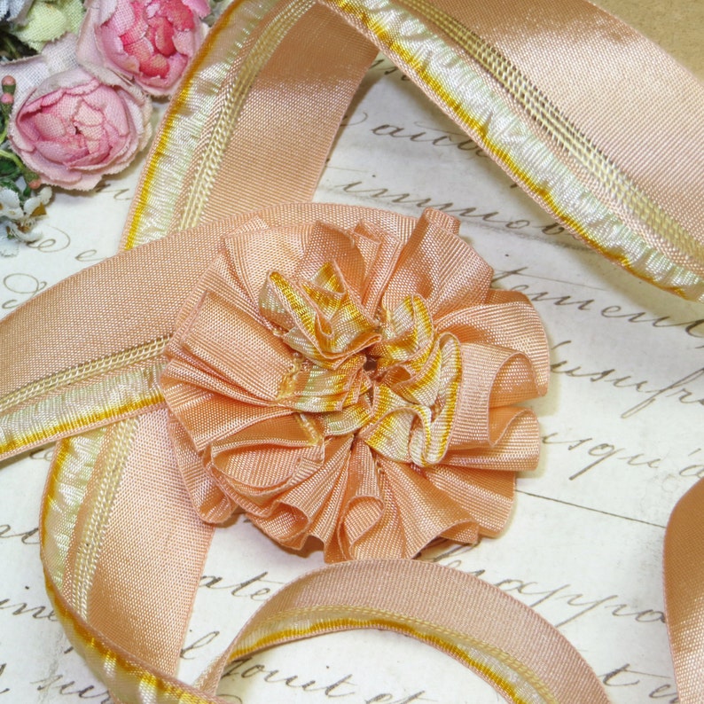 1y FRENCH ROSE JACQUARD Ruffle Trim Ribbon Tag: Rayon Pink Red | Etsy