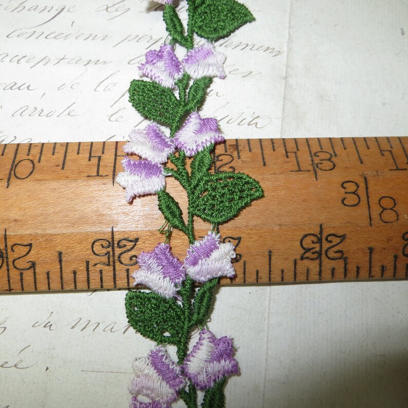 1y VIOLET TULIP SCHIFFLI Applique Lace Braid Rose Daisy | Etsy