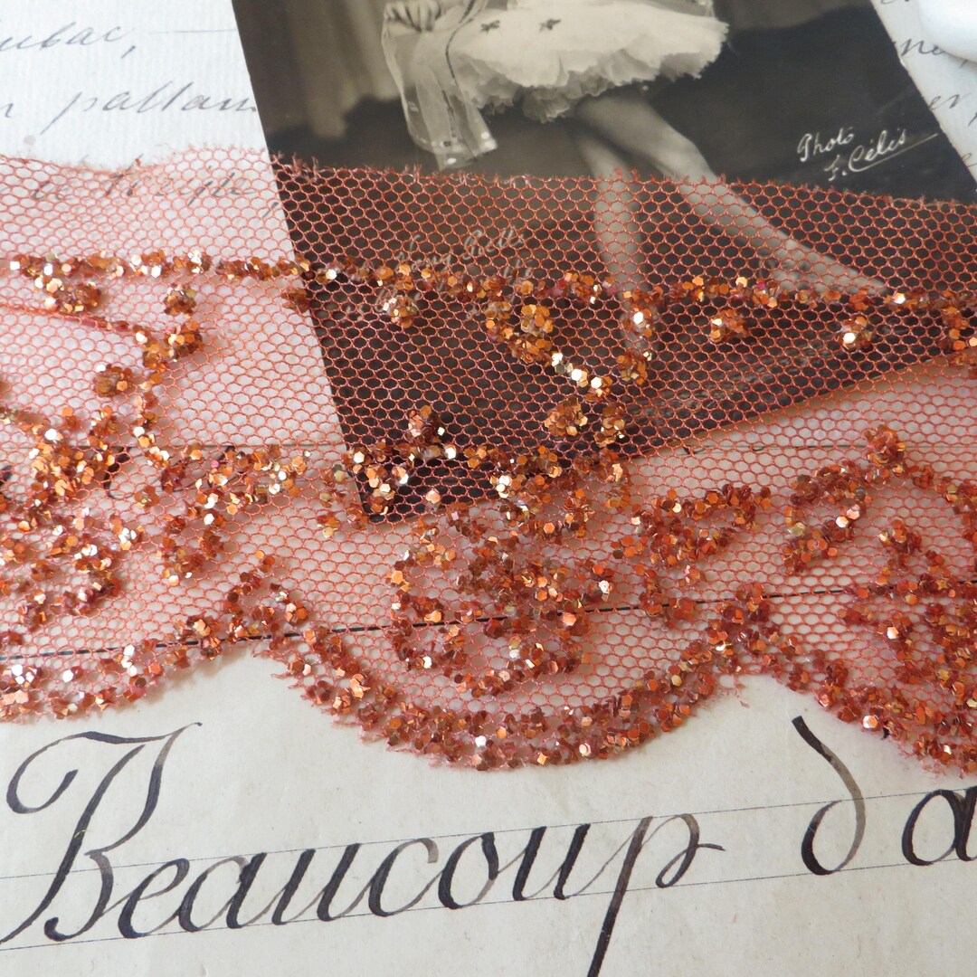 18" Rare Orange GLITTER TULLE LACE Ballerina Tutu Costume Tags: Fuchsia ...