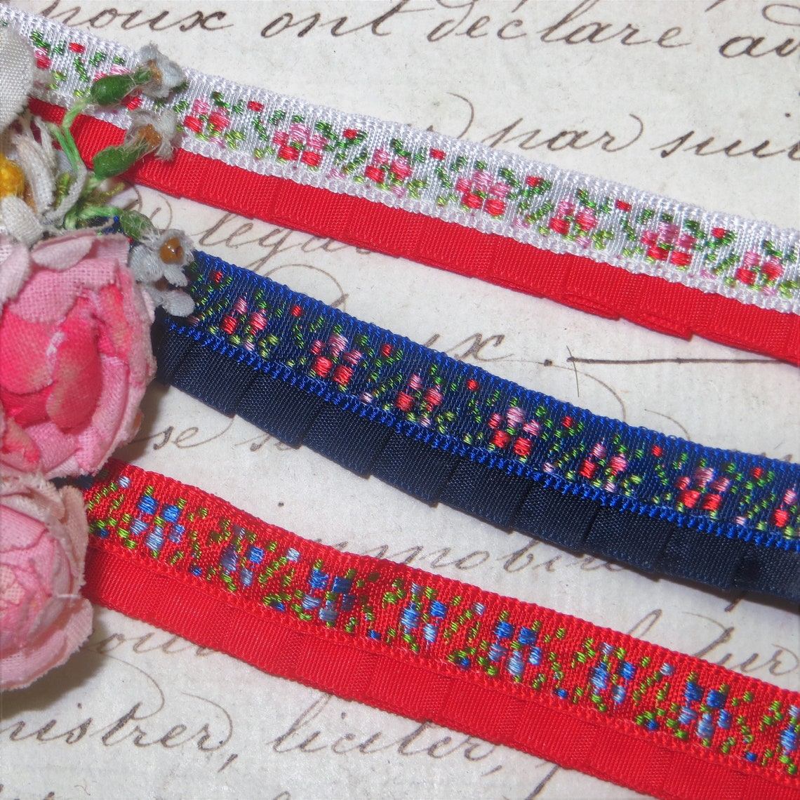 1y FRENCH BABY PINK Ruffle Jacquard Trim Ribbon Tag: Rayon - Etsy