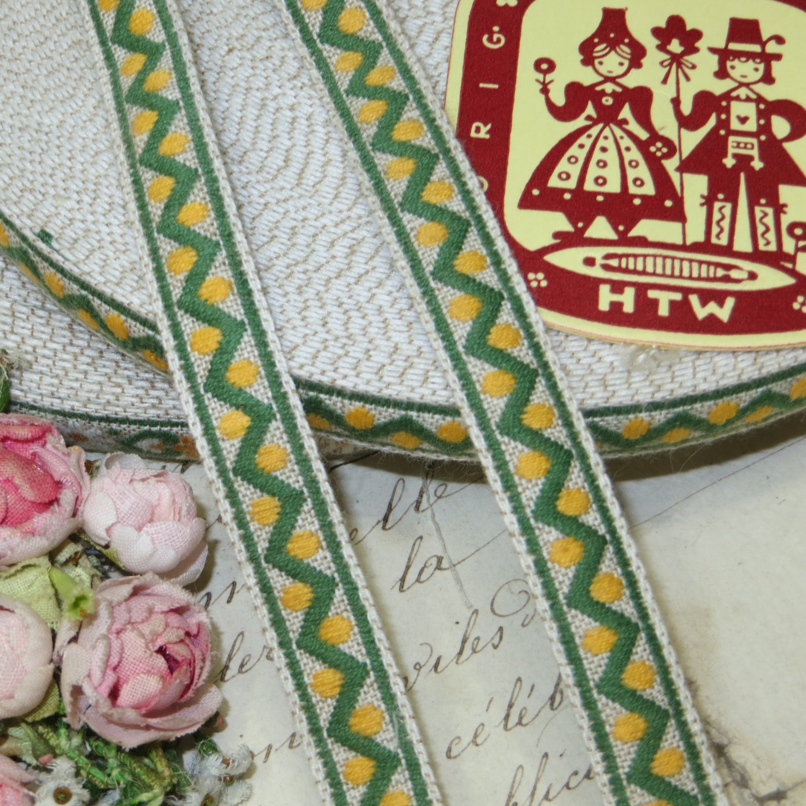 1y 1950s EDELWEISS TRIM Scandinavian Jacquard Ribbon Daisy | Etsy