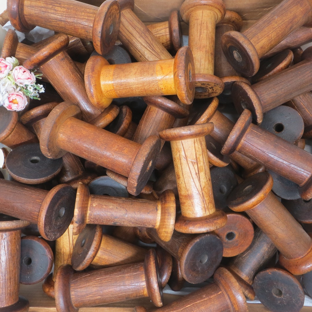 1 ANTIQUE SILK THREAD Bobbin Tag: Wood Bobbin Wooden Bobbin Wood ...