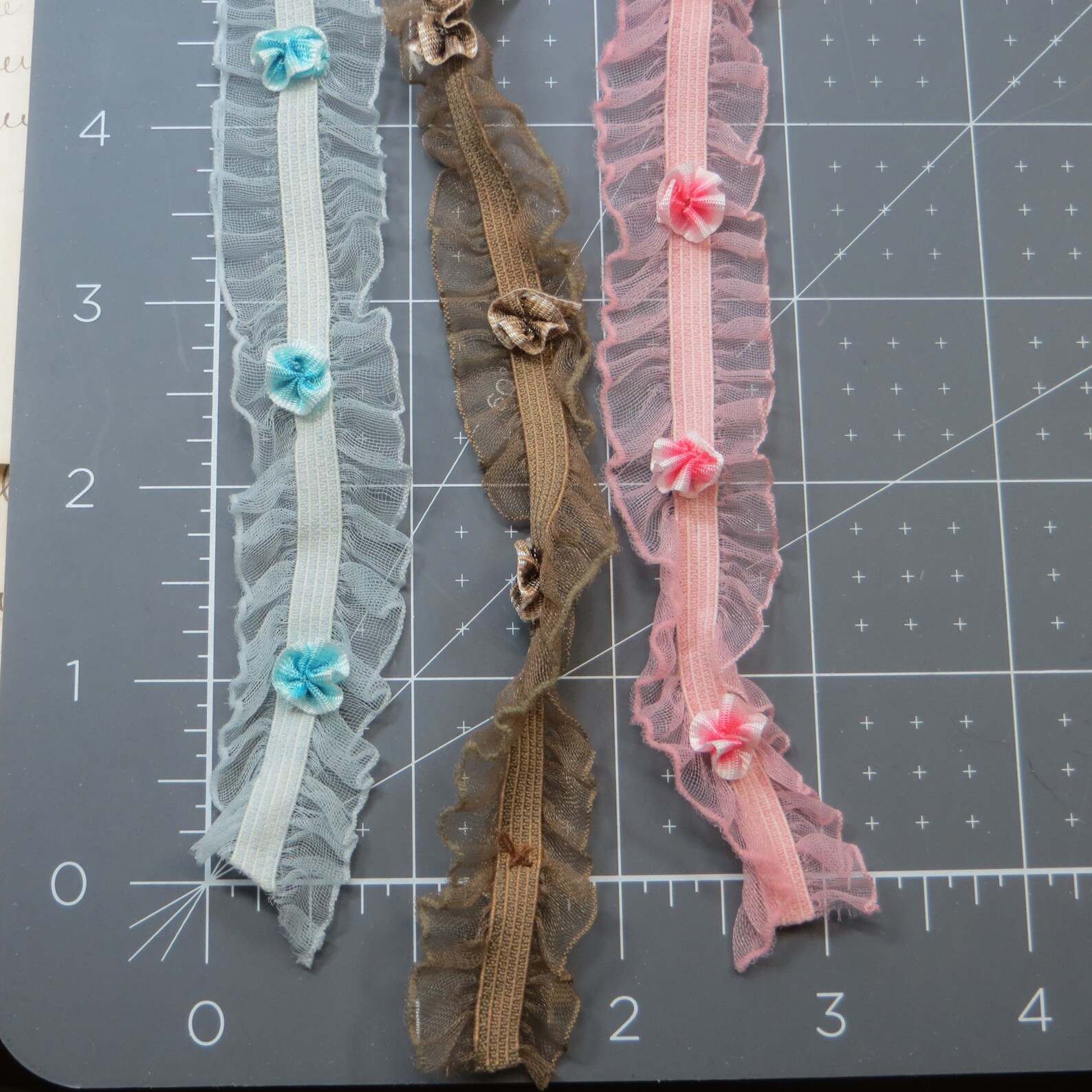 1y BROWN ORGANDY ROSETTE Trim Elastic Stretch Ruffle Tag: - Etsy