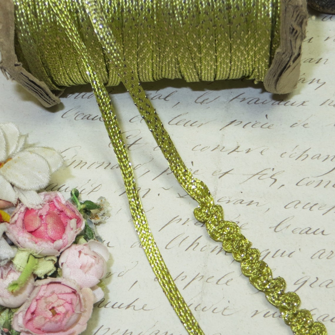 3y CHARTREUSE METALLIC RUCHING Ribbon Trim Tag: French Metal | Etsy