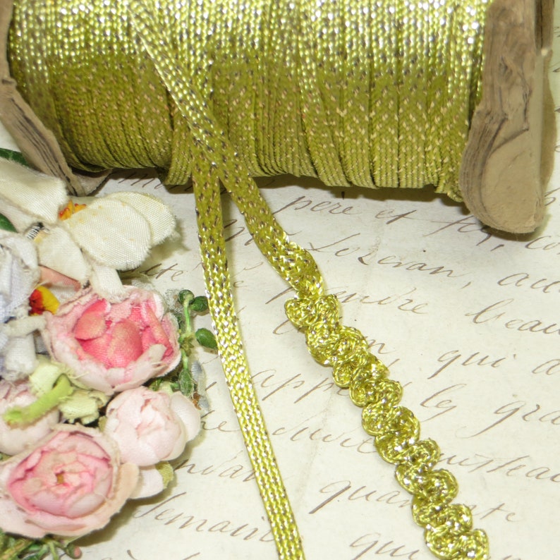 3y CHARTREUSE METALLIC RUCHING Ribbon Trim Tag: French Metal | Etsy