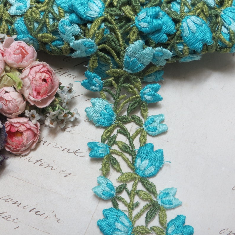 1y VIOLET TULIP SCHIFFLI Applique Lace Braid Rose Daisy | Etsy