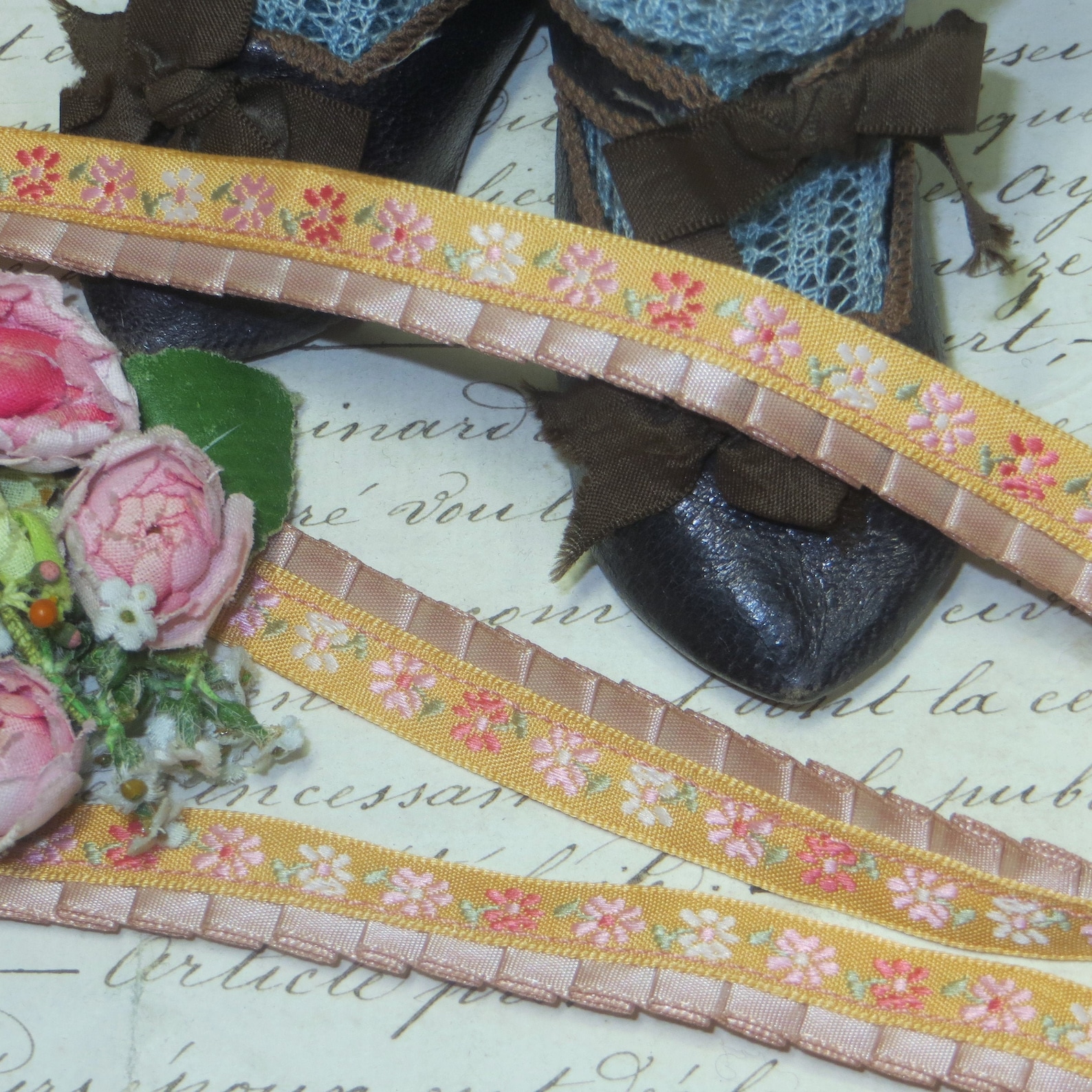 1y FRENCH BABY PINK Ruffle Jacquard Trim Ribbon Tag: Rayon - Etsy