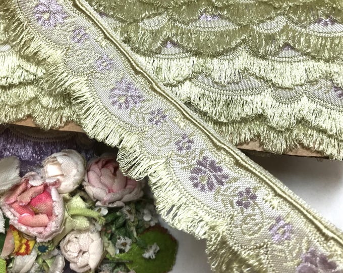 1y FRENCH BLUE RUFFLE Ribbon Hug Snug Seam Binding Trim Vintage Antique ...