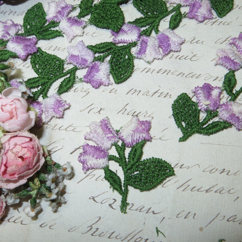 1y VIOLET TULIP SCHIFFLI Applique Lace Braid Rose Daisy | Etsy