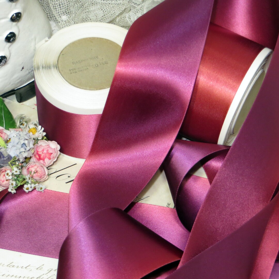 10y Roll PINK OMBRE RASPBERRY Satin Ribbon French Double Faced ...