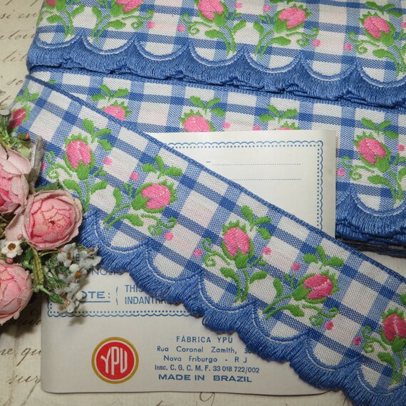 12y Bolt SKY BLUE WHITE Scallop Trim Ribbon Cotton 1950 1960 | Etsy