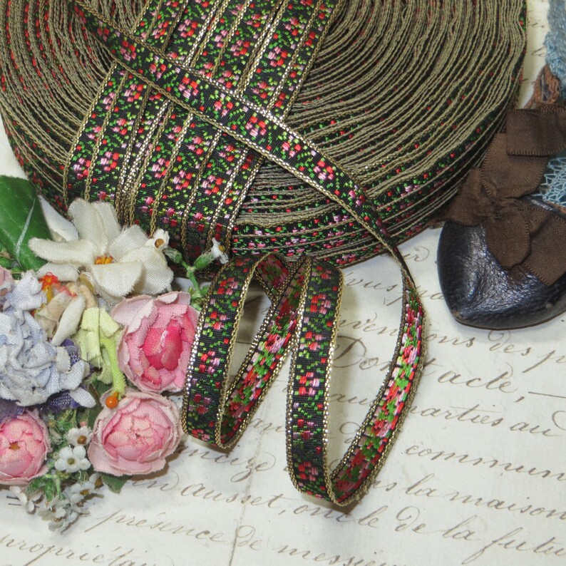 5yd 1/4 FRENCH METAL JACQUARD Tiny Ribbon Trim Metallic | Etsy