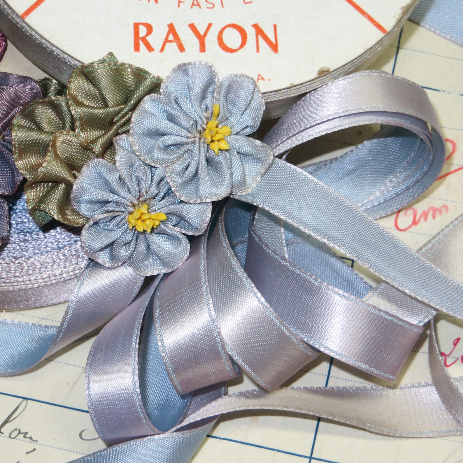 1y VIOLET OMBRE RIBBON Ribbonwork Trim French Rosette Doll - Etsy